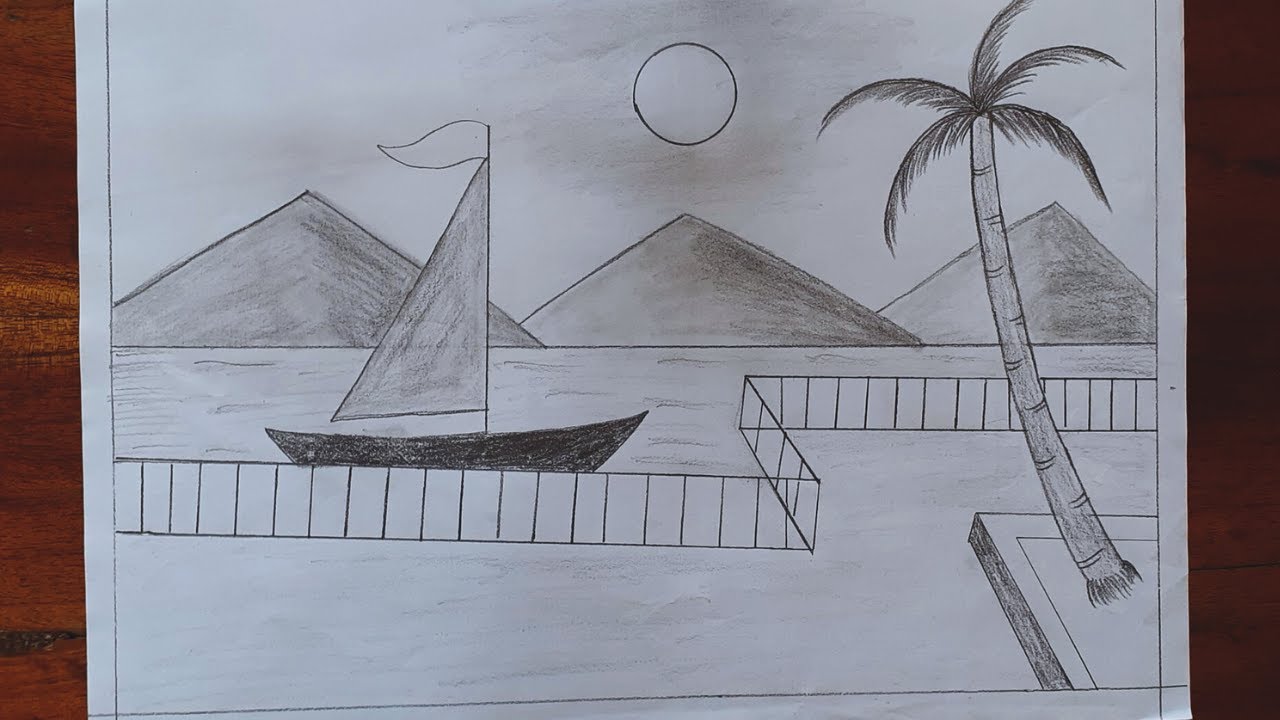 How to draw a Hillside scenery drawing with pencil landscape. - YouTube