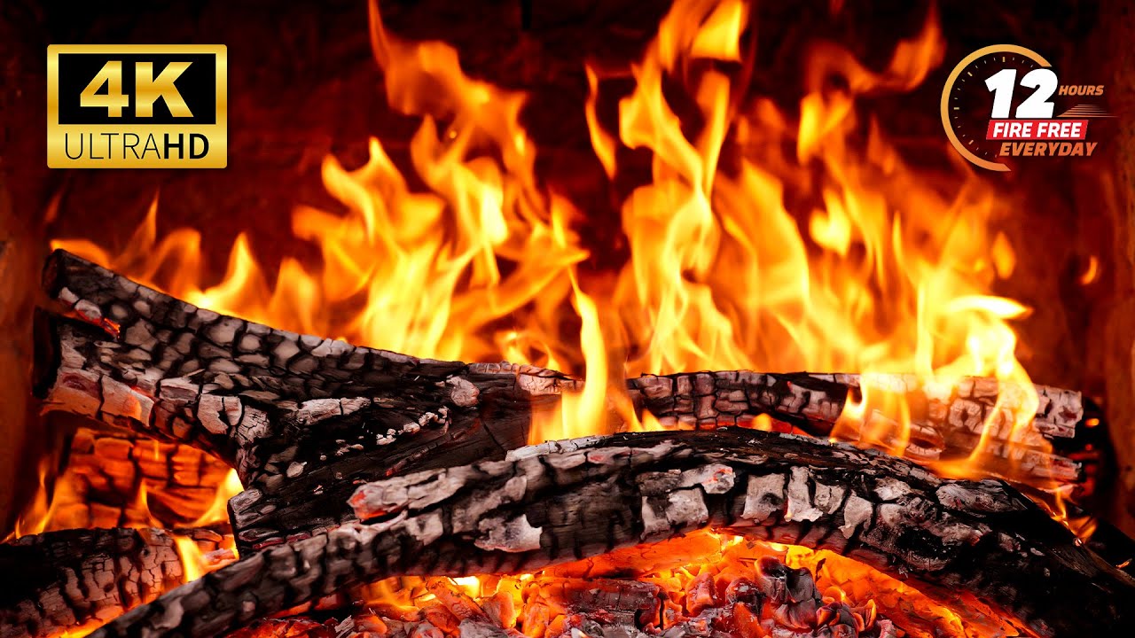 🔥 Beautiful Fireplace 4K! Relax Fireplace Burning with Golden flames ...