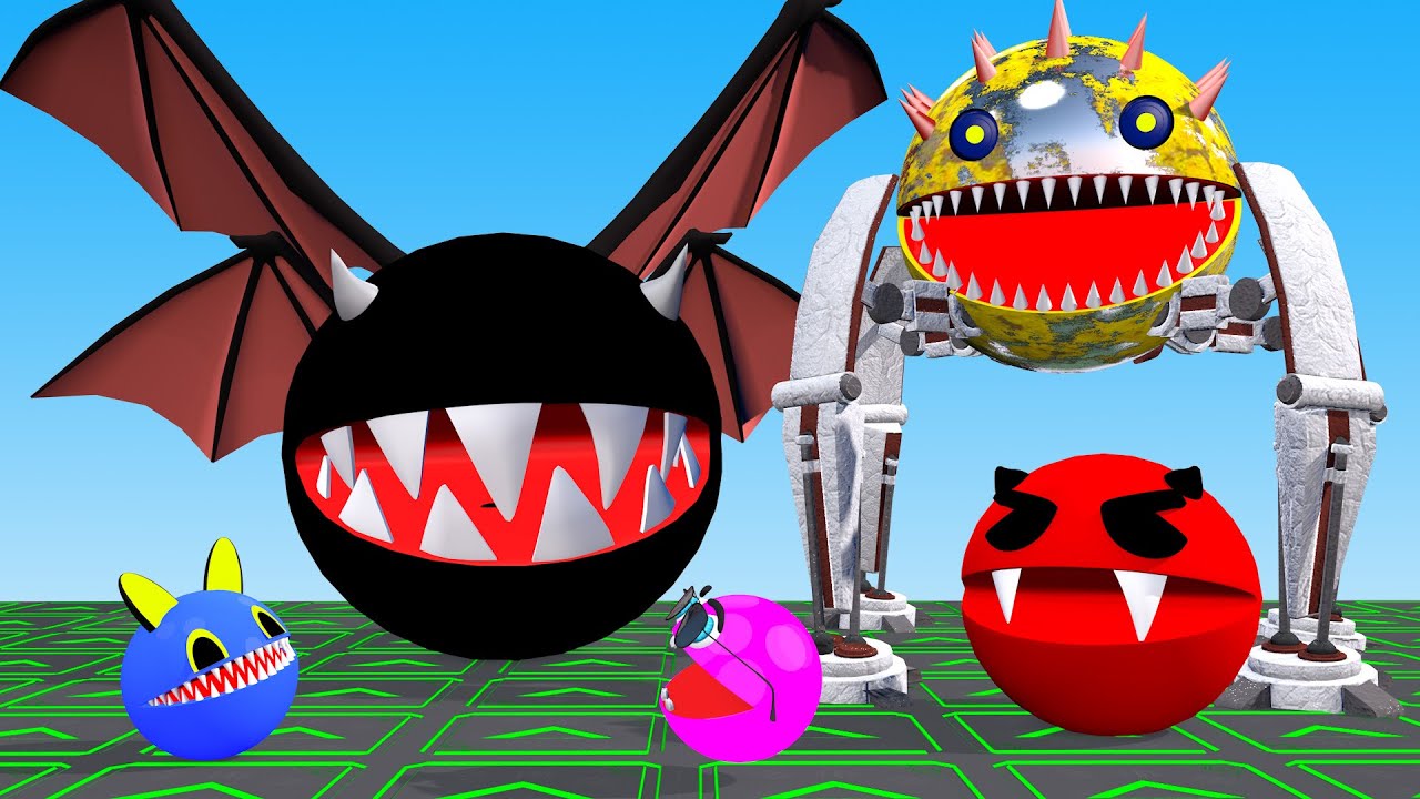 TWO LEG ROBOT PACMAN AND BATMAN PACMAN VS MS PACMAN #1 - YouTube