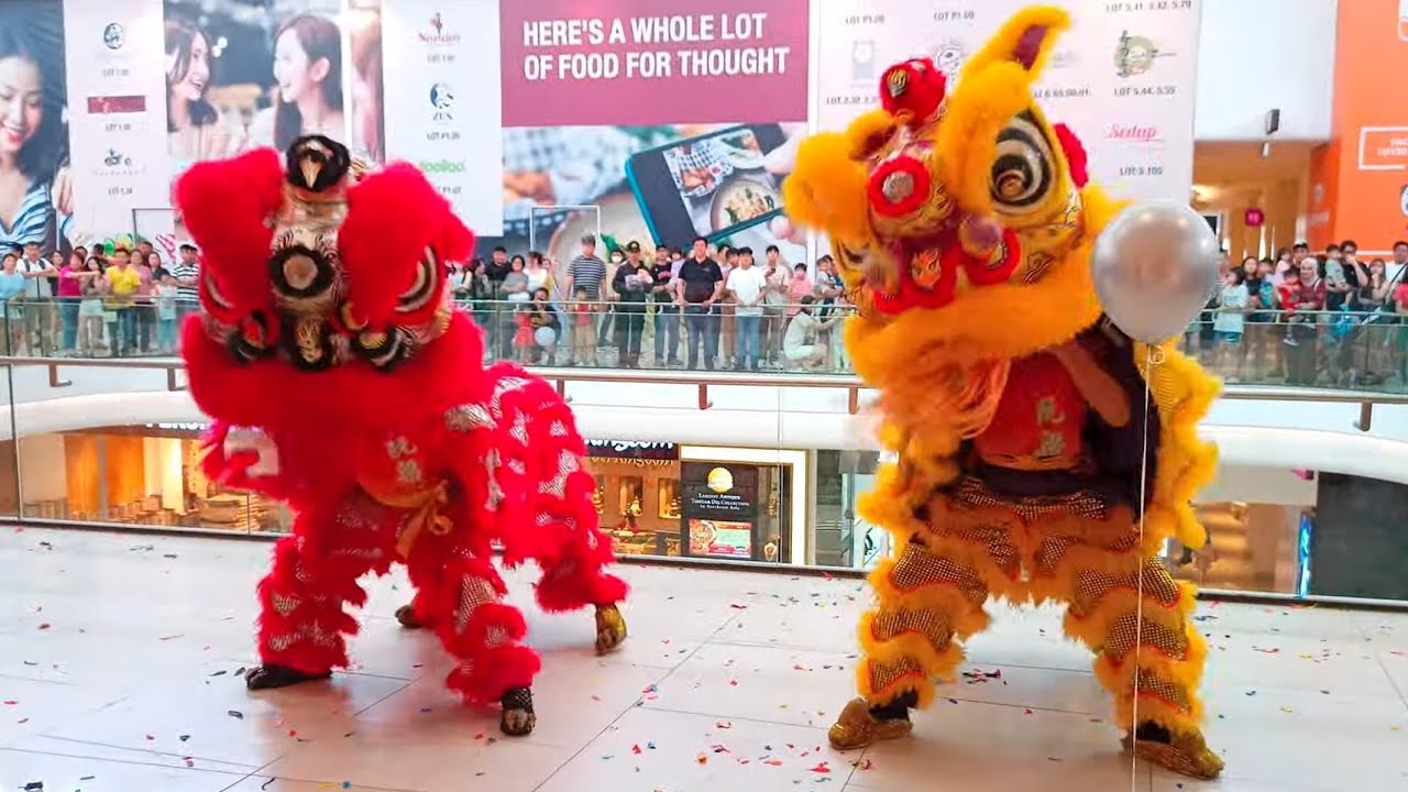 Traditional Lion Dance went to furniture shop - YouTube