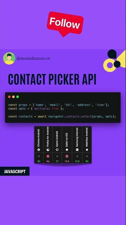 Javascript, Contact Picker API #javascript #shorts - YouTube
