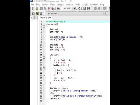 116) strong number in C - YouTube