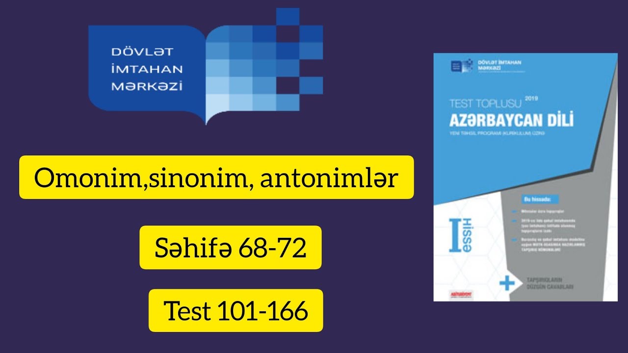 Omonim, sinonim,antonimlər.Dim/toplu .101-166 - YouTube