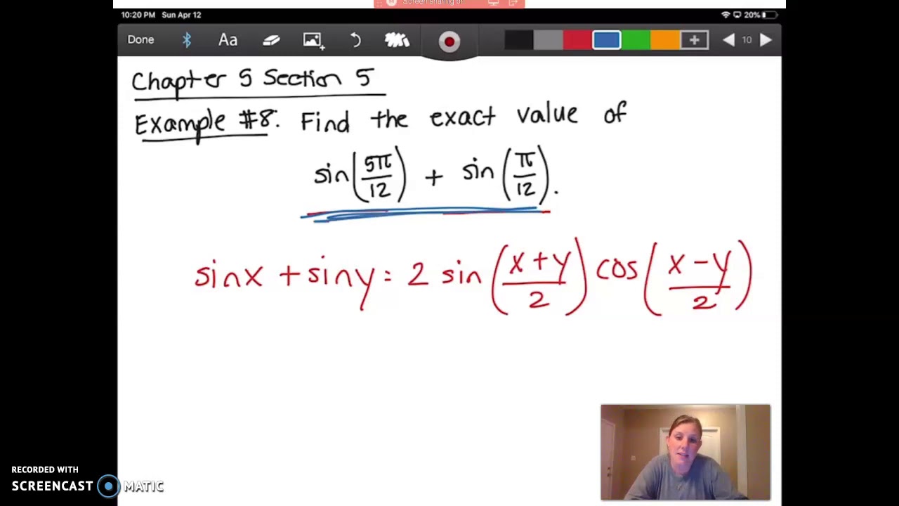 2019-2020 Precalculus Chapter 5 Section 5 Example #8 - YouTube
