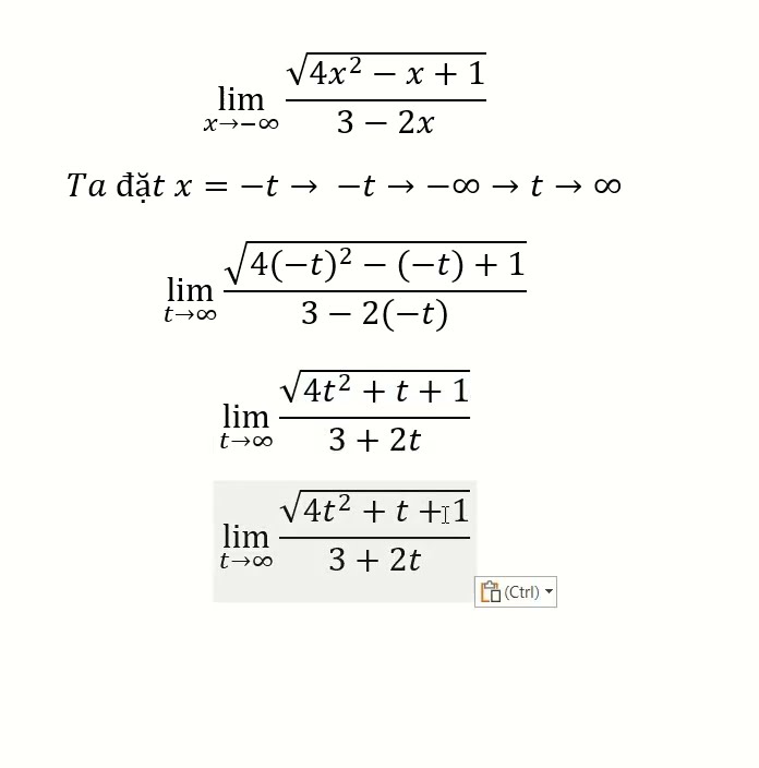 Toán lớp 11: Giải tìm limit - Giới hạn: lim (x→-∞)⁡ √(4x^2-x+1)/(3-2x ...