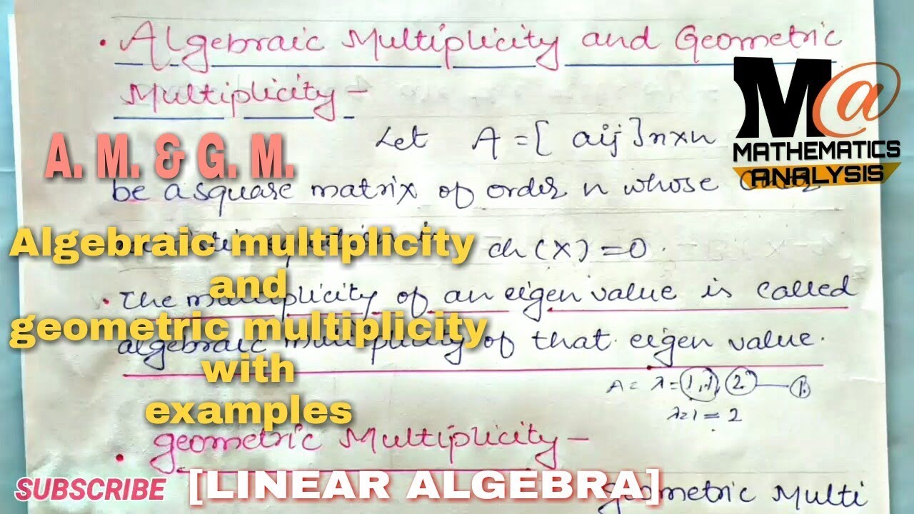 Algebraic multiplicity and geometric multiplicity with examples 🔥 || A ...