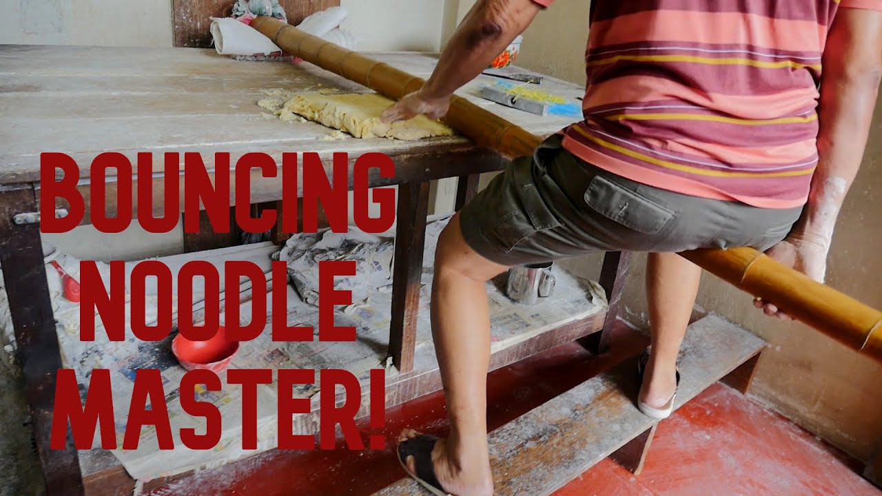 RARE!! Hardworking Grandpa Makes UNIQUE Bamboo Pole NOODLES!! Meet a ...