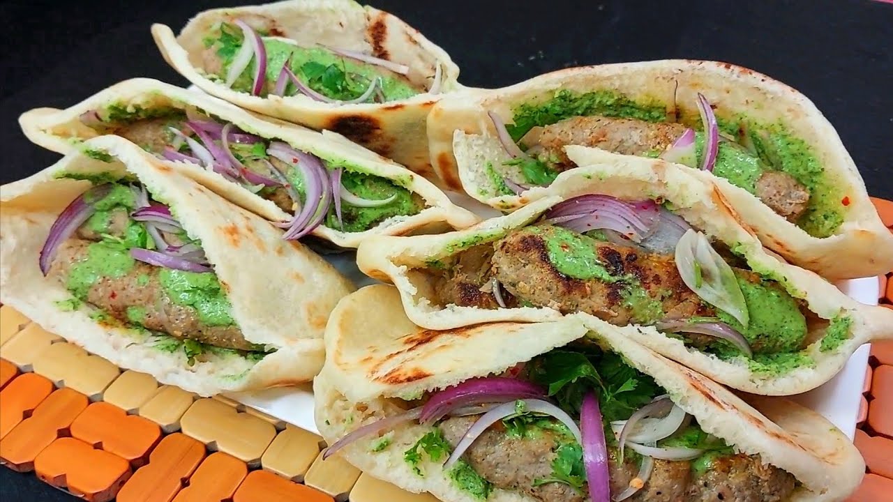 Beef Seekh Kabab In Pita Bread | Seekh Kabab Bread Pocket Recipe ...