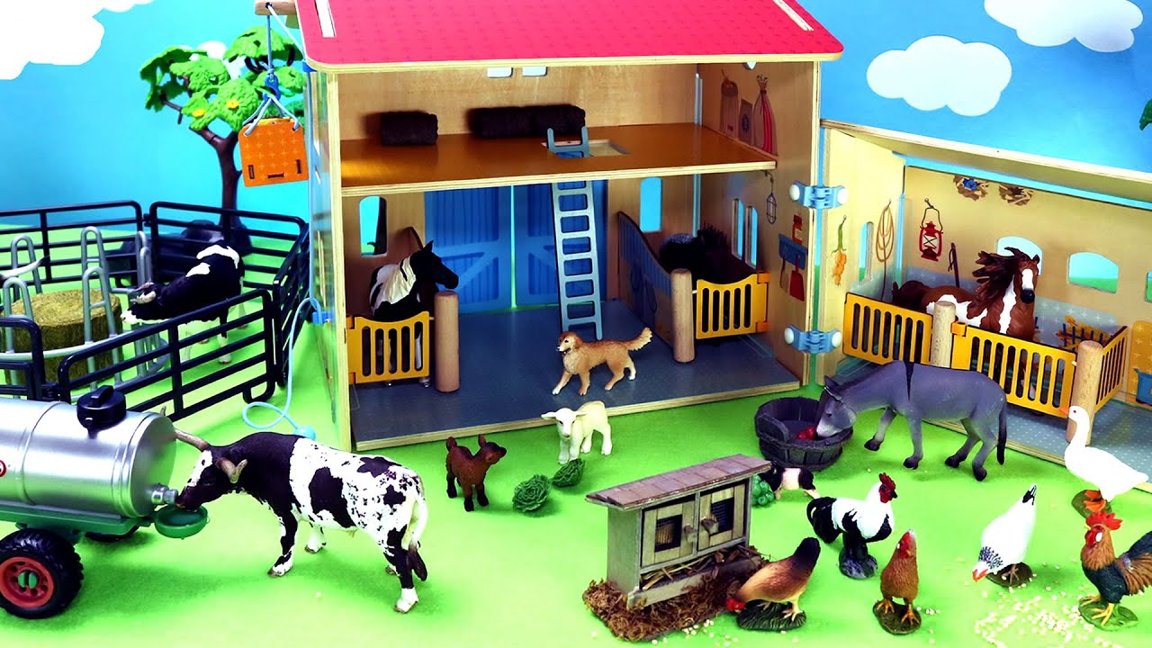 Fun Barn Playset for Animal Figurines and Horses - YouTube