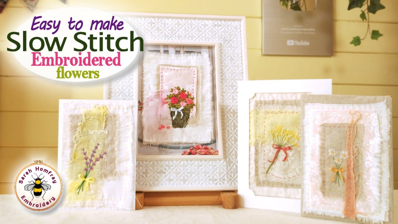 Simple hand embroidered flower projects on easy to make slow stitching ...