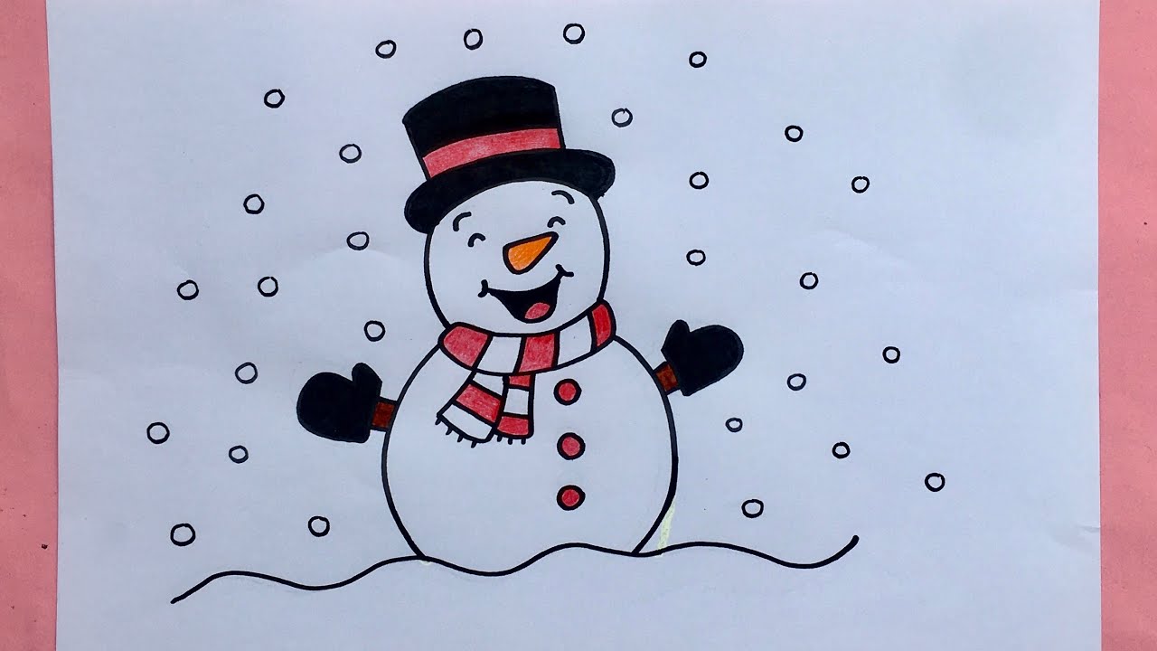 تعليم الرسم للأطفال رسم رجل الثلج رسم للشتاء رسم لرأس السنة رسم