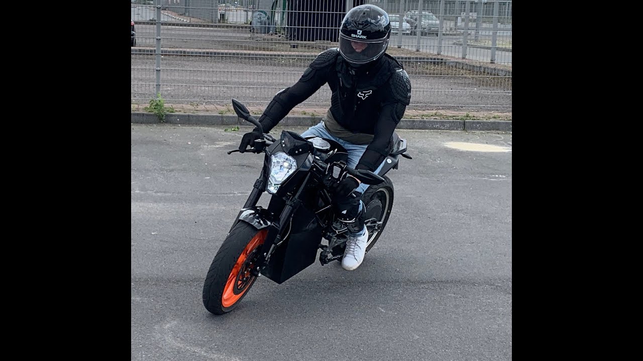 Driving custom built electric motorcycle - YouTube