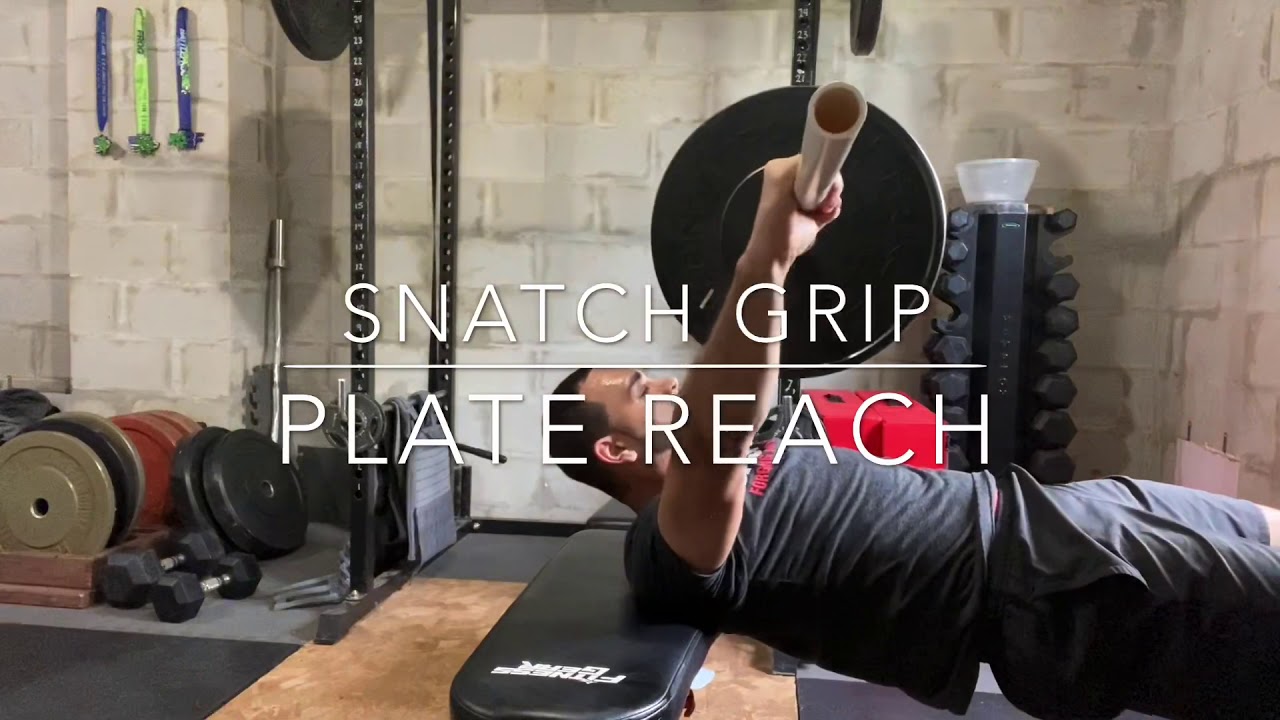 Snatch grip OH plate reach - YouTube