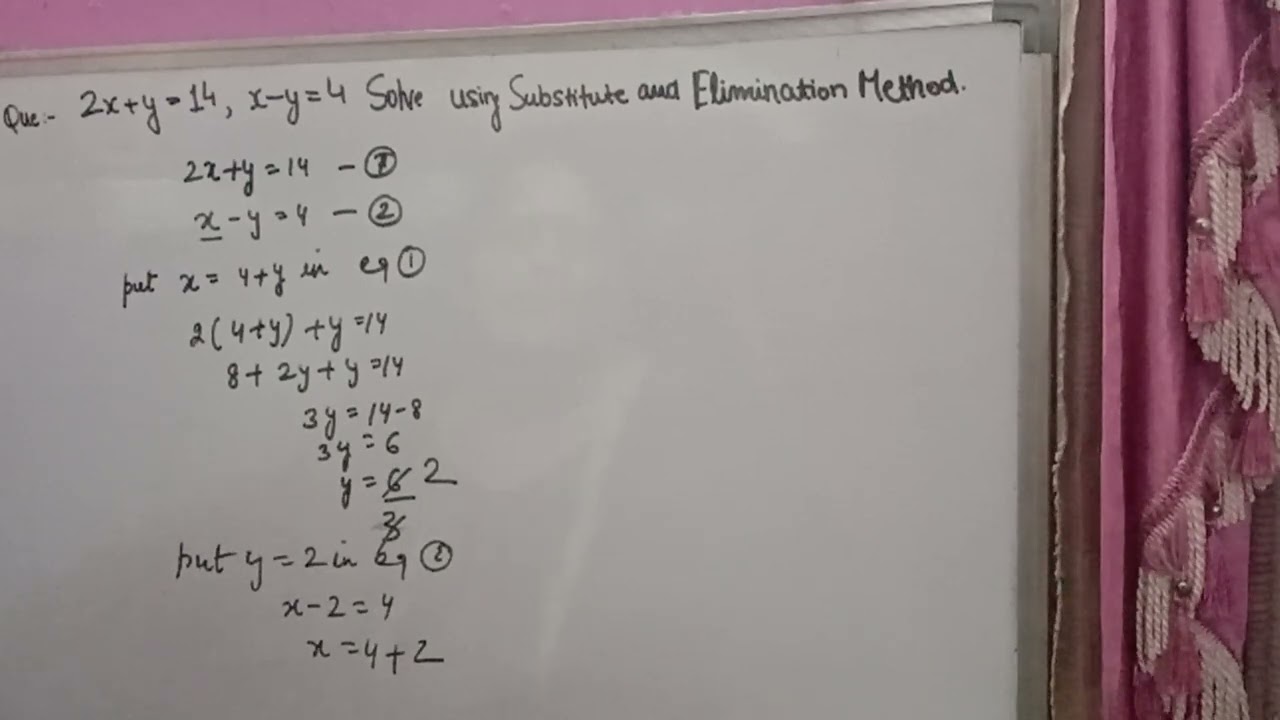 Solve For X And Y By Ellimination And Substitution Method 2x y 14 X y Solve For X And Y By Ellimination And Substitution Method 2x y 14 X y