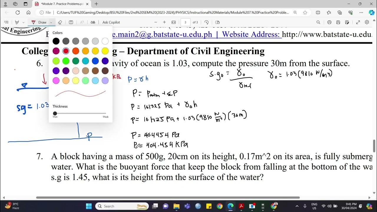 Hydrostatic Pressure - Practice Problem #6 - YouTube