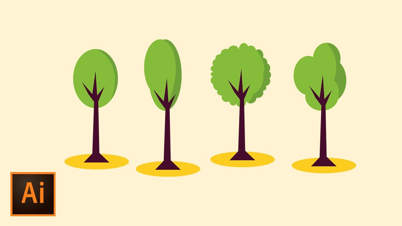 Flat Illustration In Adobe Illustrator | Flat Design Tutorial - Vector Trees - YouTube