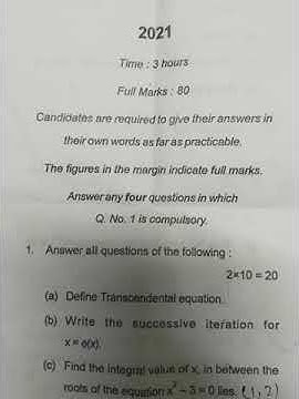 Numerical Method Questions paper , Sem 4 // BBMKU Session 2019-21 .. - YouTube