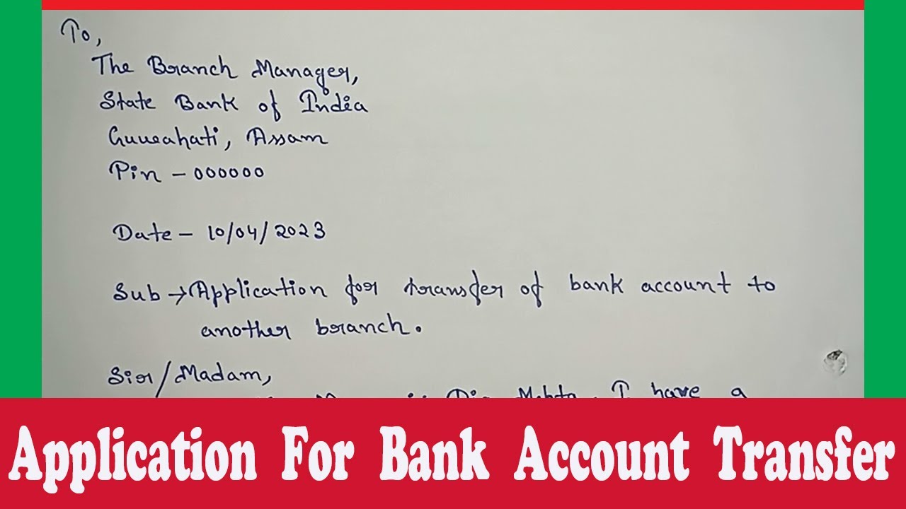 Application for Bank Account Transfer to Another Place | Bank Account ...