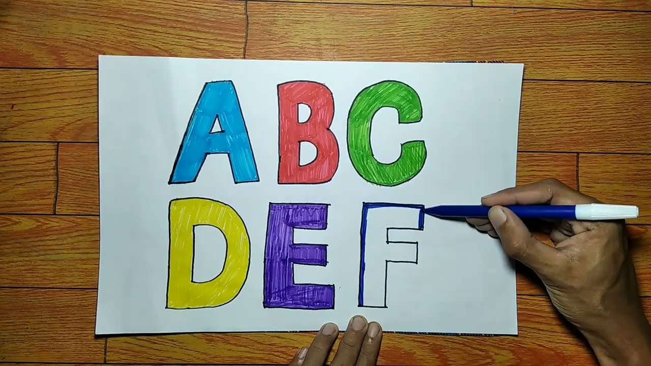cara menggambar dan mewarnai abcd simpel dan mudah || how to draw and ...