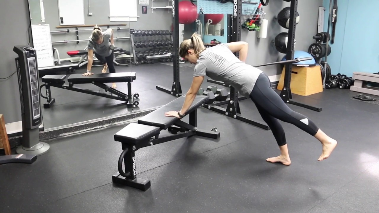1-Arm Single Leg Plank Row on bench - YouTube