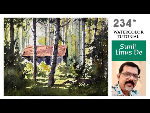 Watercolor painting tutorial with simple methods | Landscape painting | Sunil Linus De - YouTube
