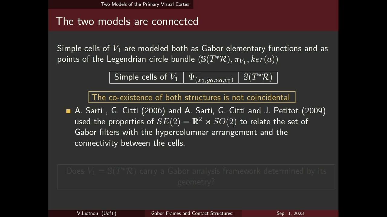 Gabor Frames and Contact structures Signal encoding and decoding in the primary visual cortex ...