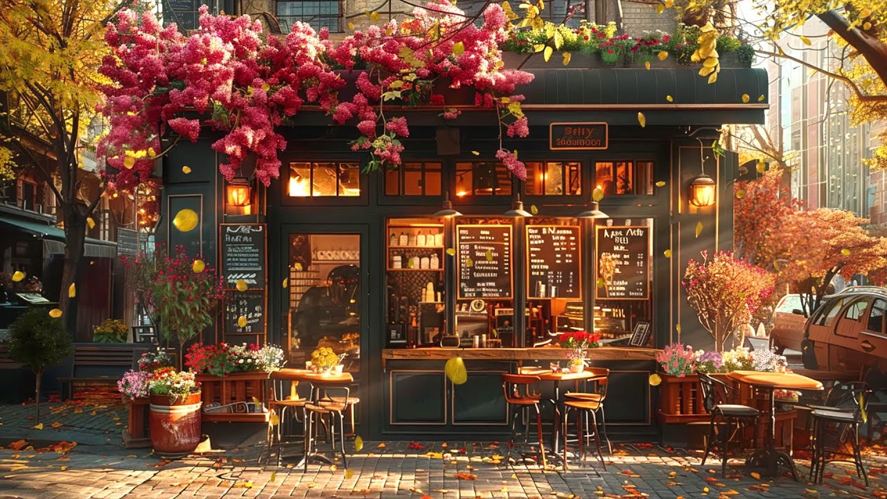 A Windy Spring Morning by the Coffee Shop w/ Exquisite Slow Jazz Music ...