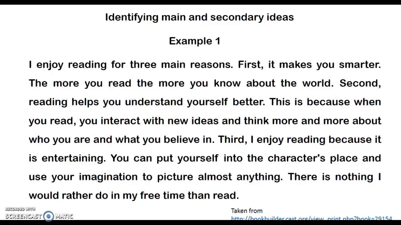 Identifying main and secondary ideas. - YouTube