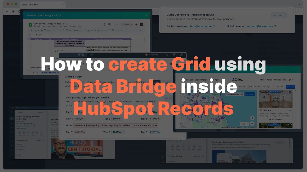 How to create Grid using Data Bridge inside HubSpot Records - YouTube