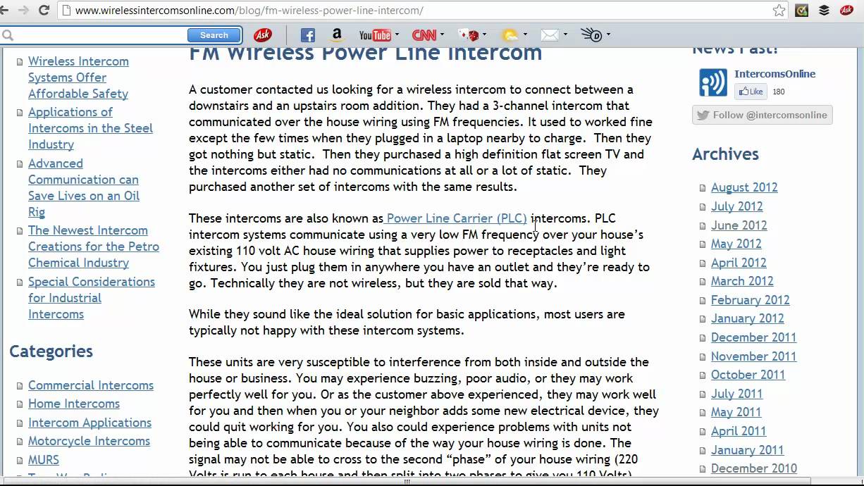 FM Wireless Power Line Intercom - 888-298-9489 - YouTube