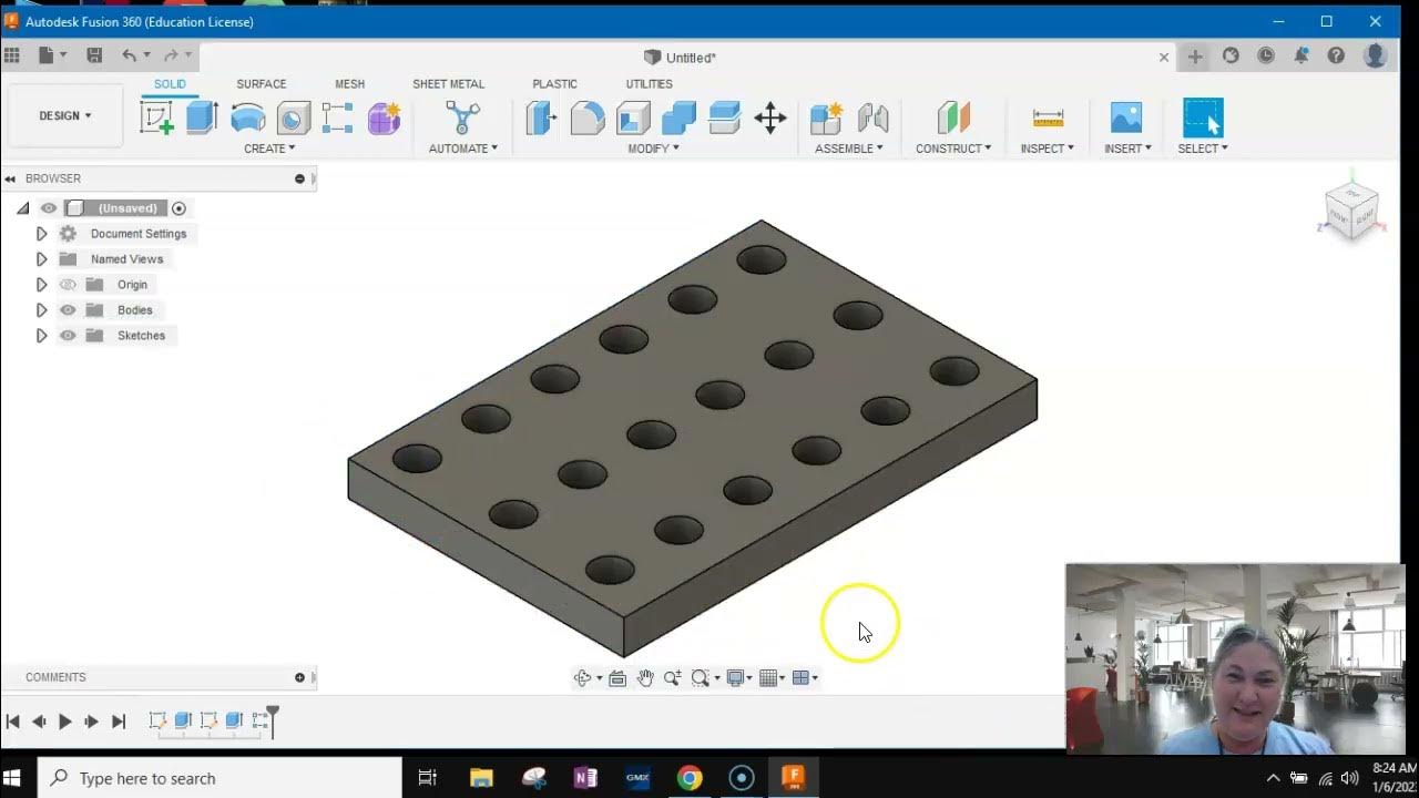 Day #6 Fusion 360 Rectangular Pattern - YouTube