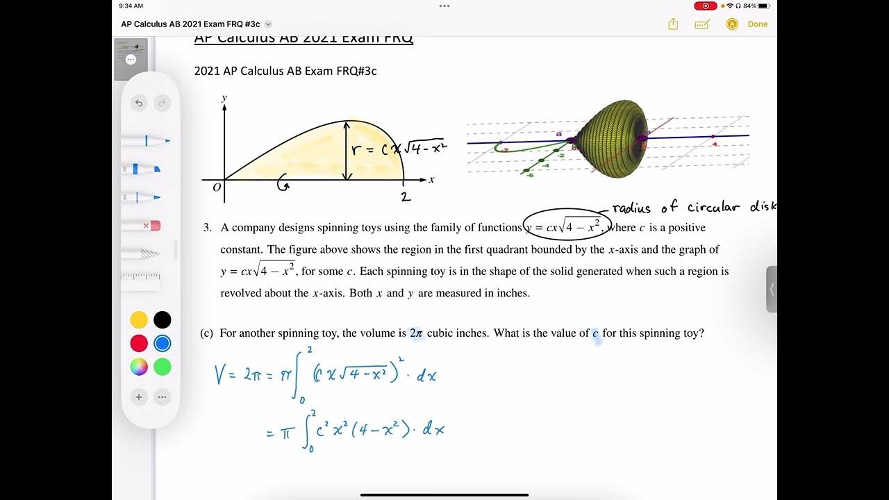 2021 AP Calculus AB Exam Full Solution FRQ #3c - YouTube