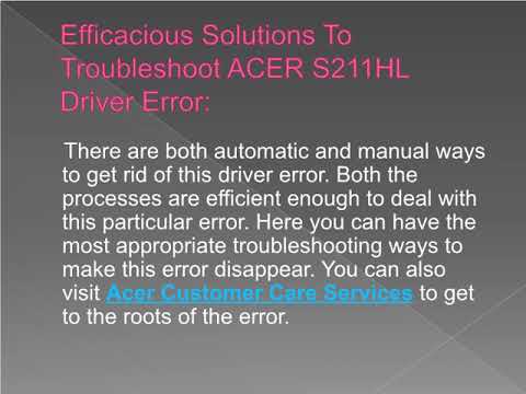 Steps to Fix Acer S211HL Driver Error - YouTube