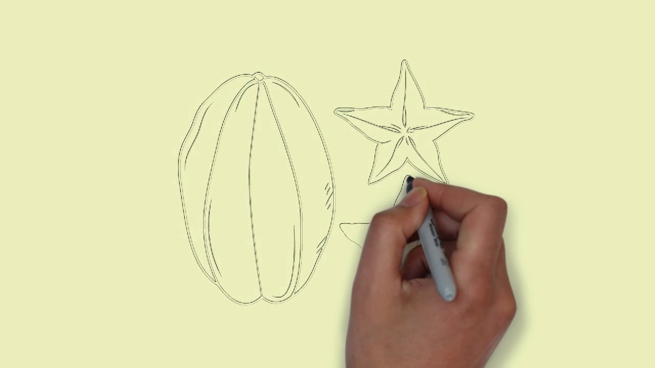Step by Step How To Drawing Starfruit Easy - YouTube