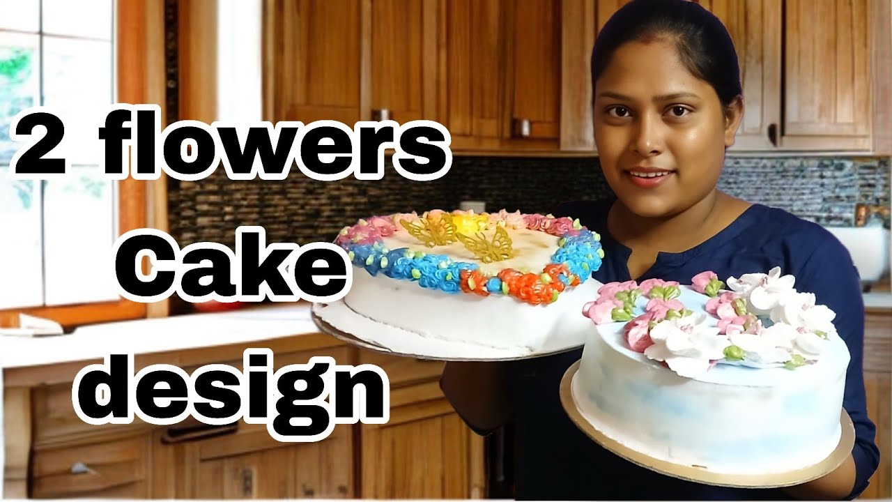 2 easy Flowers theme cake design - YouTube