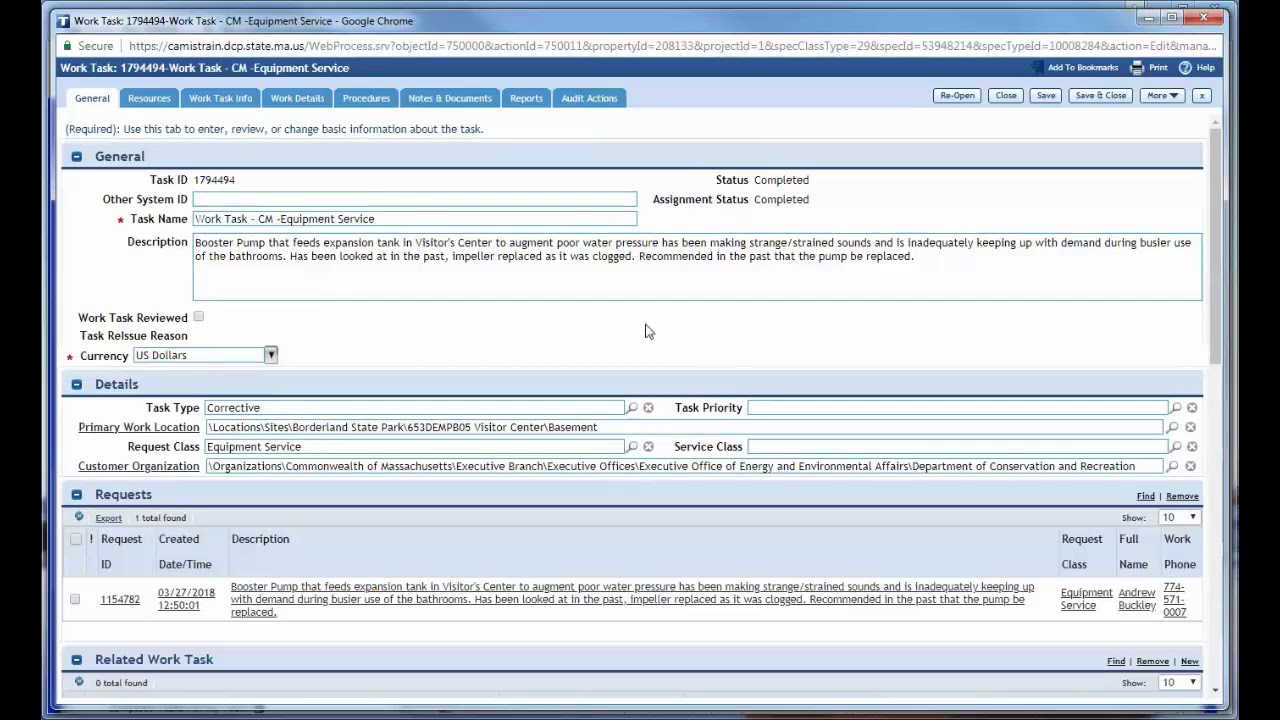 Closing or re-opening a completed work task in Tririga - YouTube