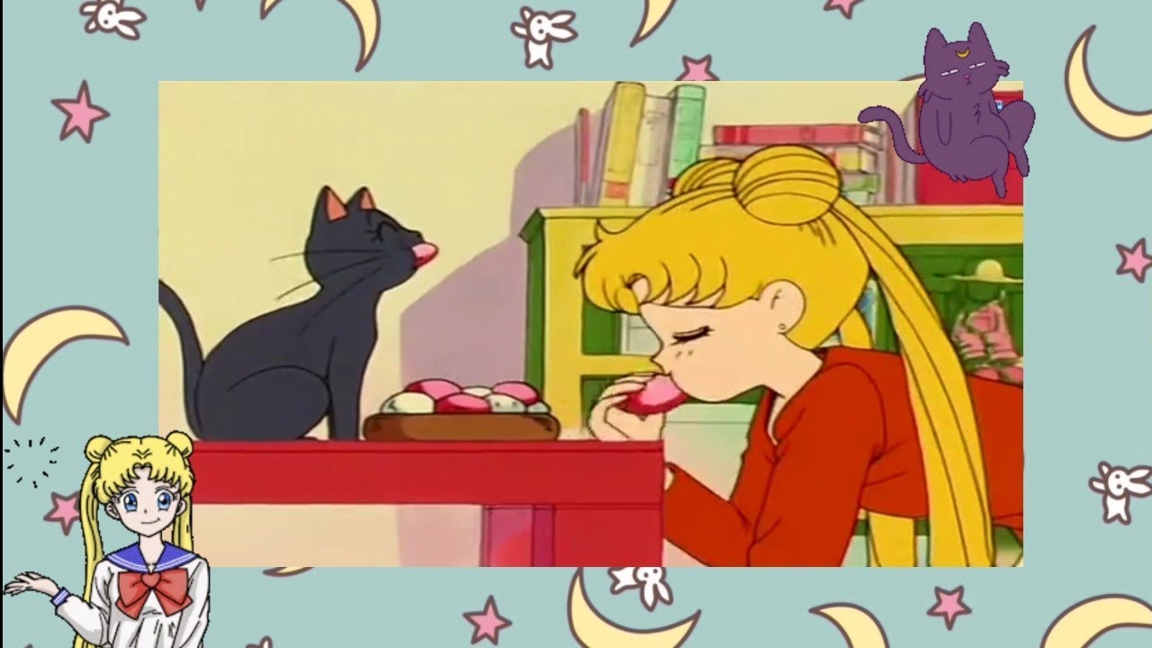 Sailormoon season 1 | Eating Scene | Usagi, Luna, and Rei chan eating ...