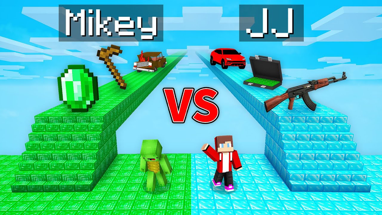 Mikey EMERALD vs JJ DIAMOND Bridge Survival Battle in Minecraft (Maizen) - YouTube