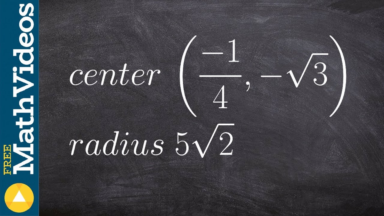 Given the radius and center find the equation of a circle - YouTube