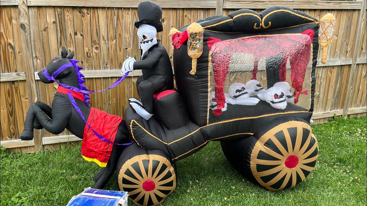 Gemmy 2009 8ft Long Halloween Inflatable Carriage W/ Blinking Lights ...
