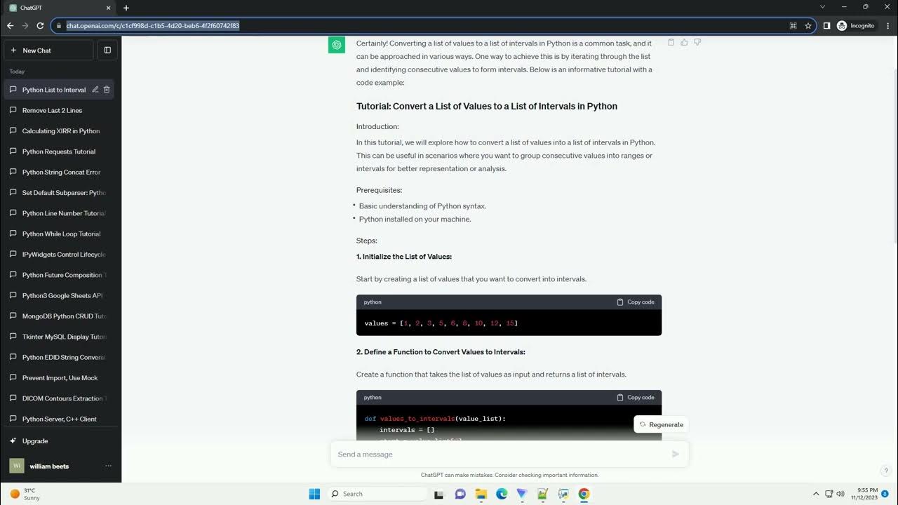 Convert a list of values to a list of intervals in Python - YouTube