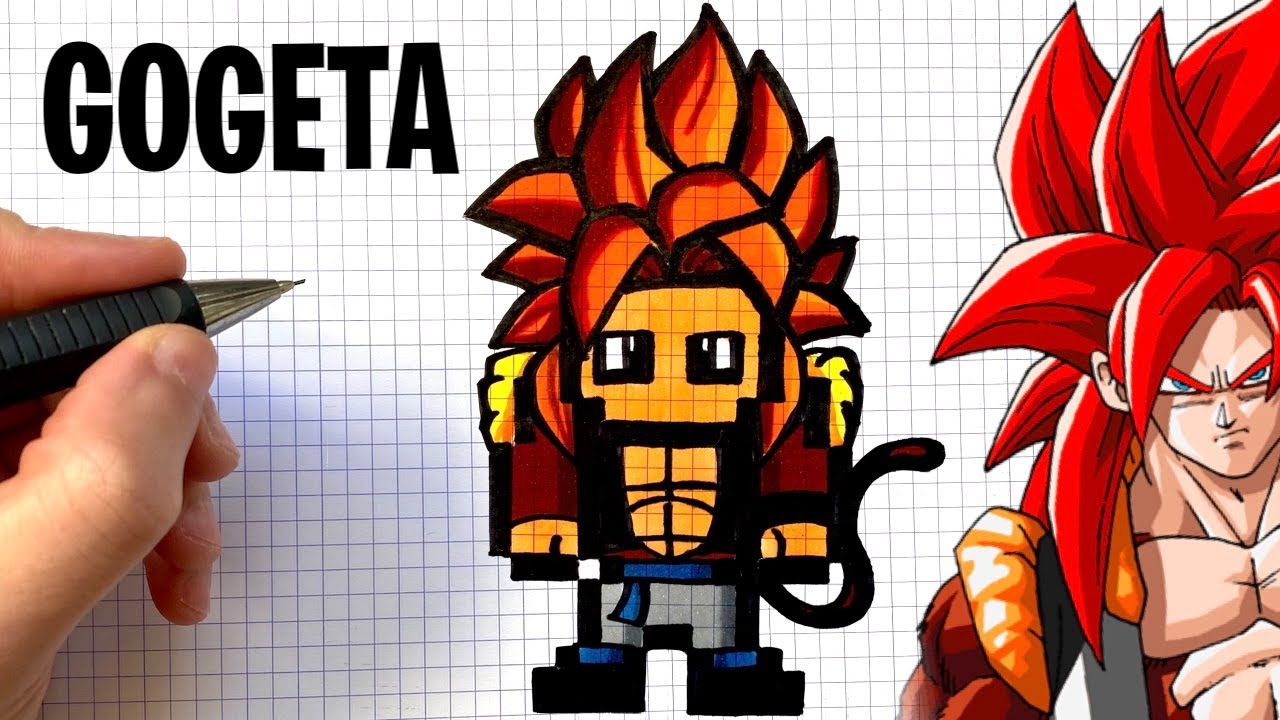 COMMENT DESSINER GOGETA SSJ4 PIXEL ART DRAGON BALL - YouTube