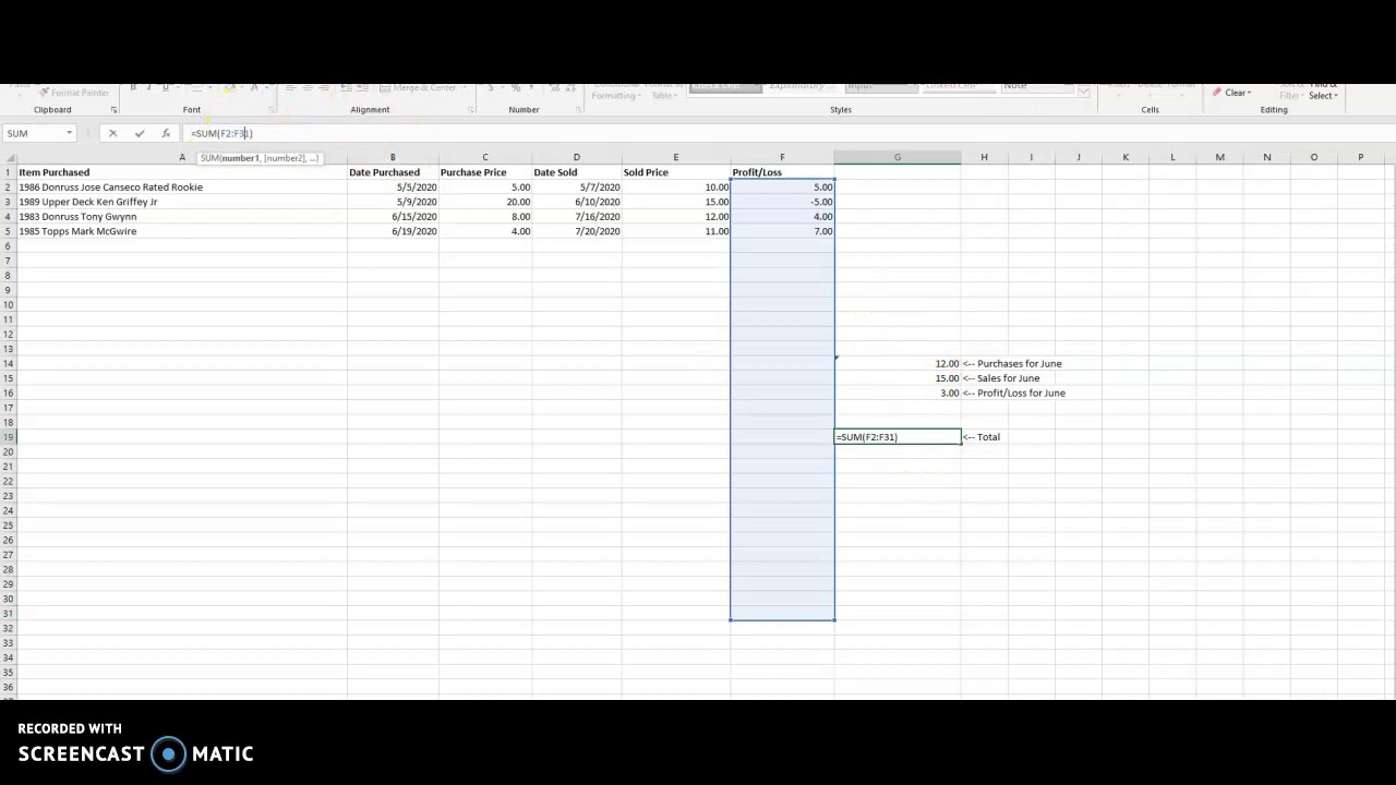 How to Record Baseball Card Purchases and Sales - YouTube