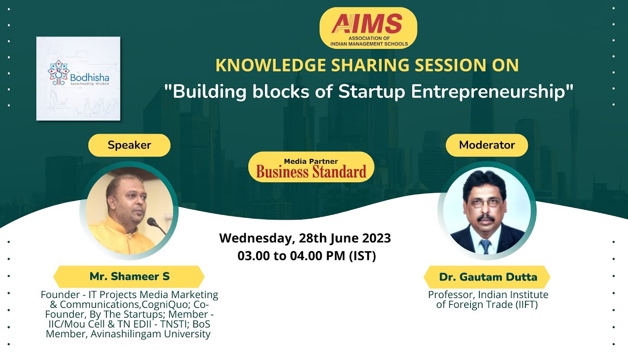 Knowledge Sharing Session on "Building blocks of Startup Entrepreneurship" - YouTube