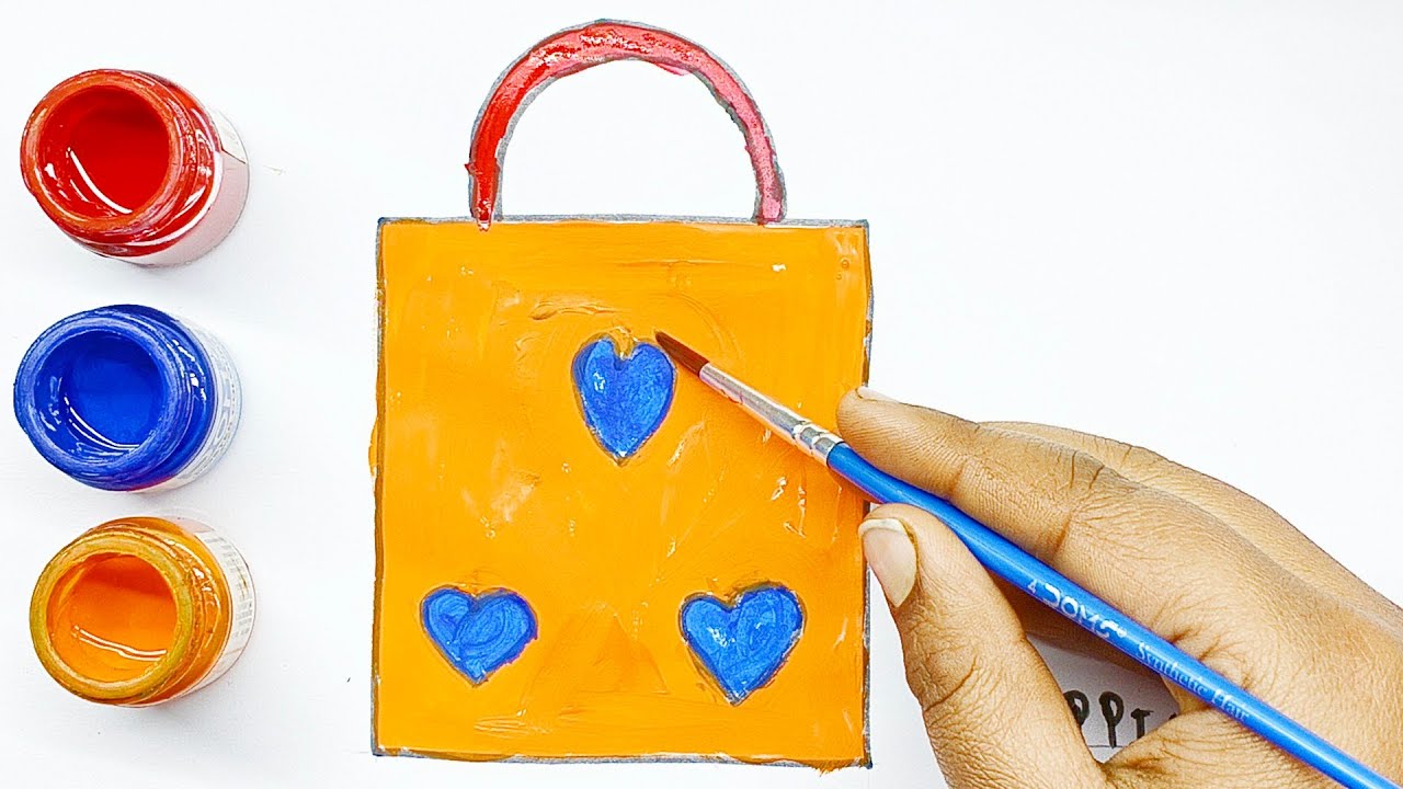 How to draw Shopping Bag Drawing easy || Bag Drawing easy step by step ...