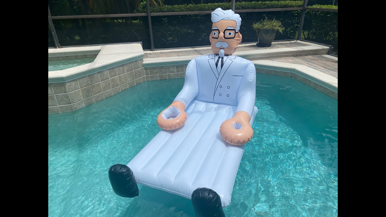 KFC Colonel Sanders Pool Floatie Unboxing! Complete w/Cup Holder ...
