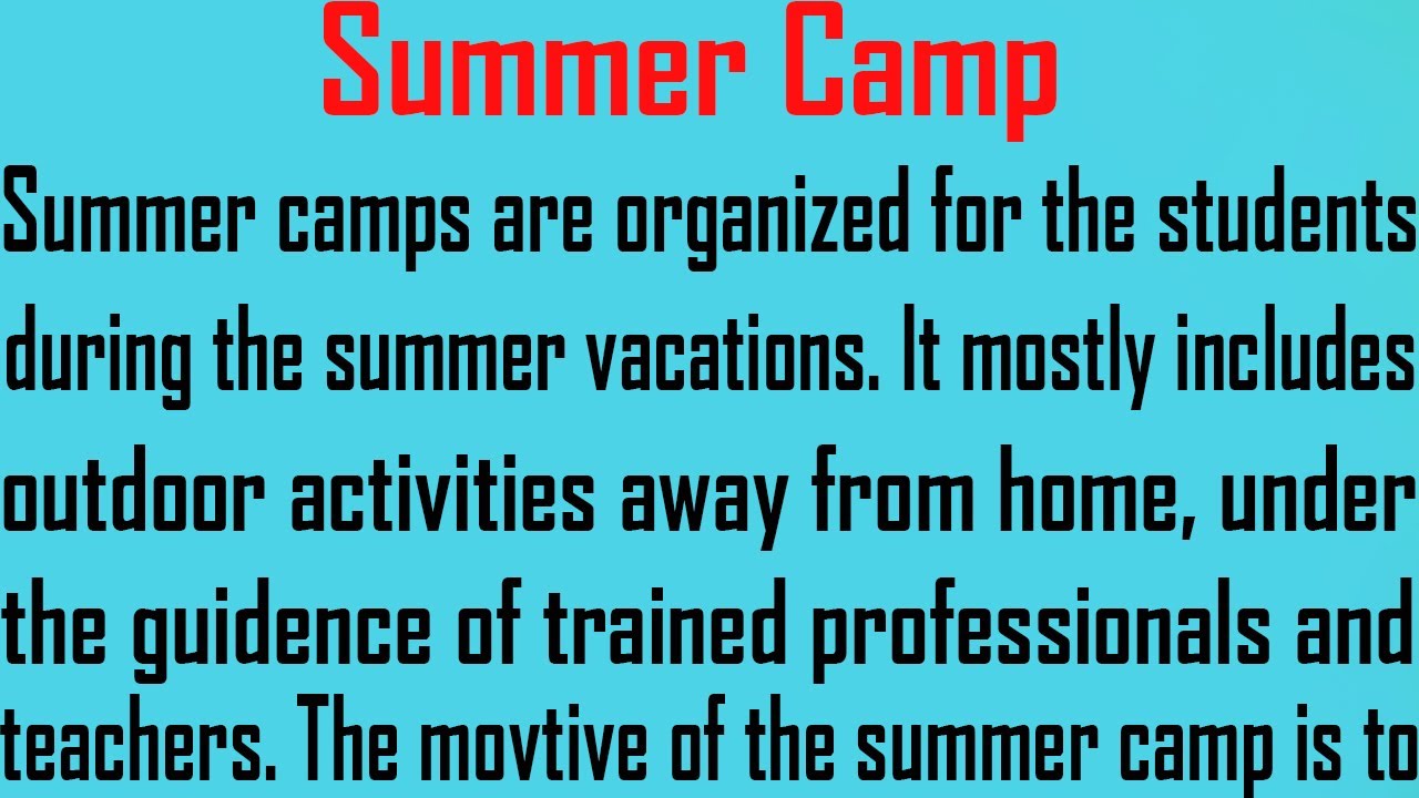 Essay on Summer Camp in English | Summer Camp Essay in English | 10 ...