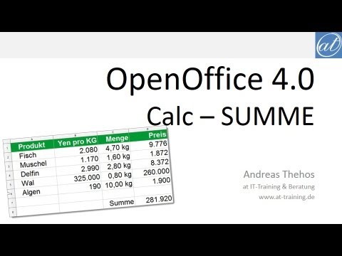 Calc # 4 - SUMME einfach und über mehrere Tabellenblätter - OpenOffice ...