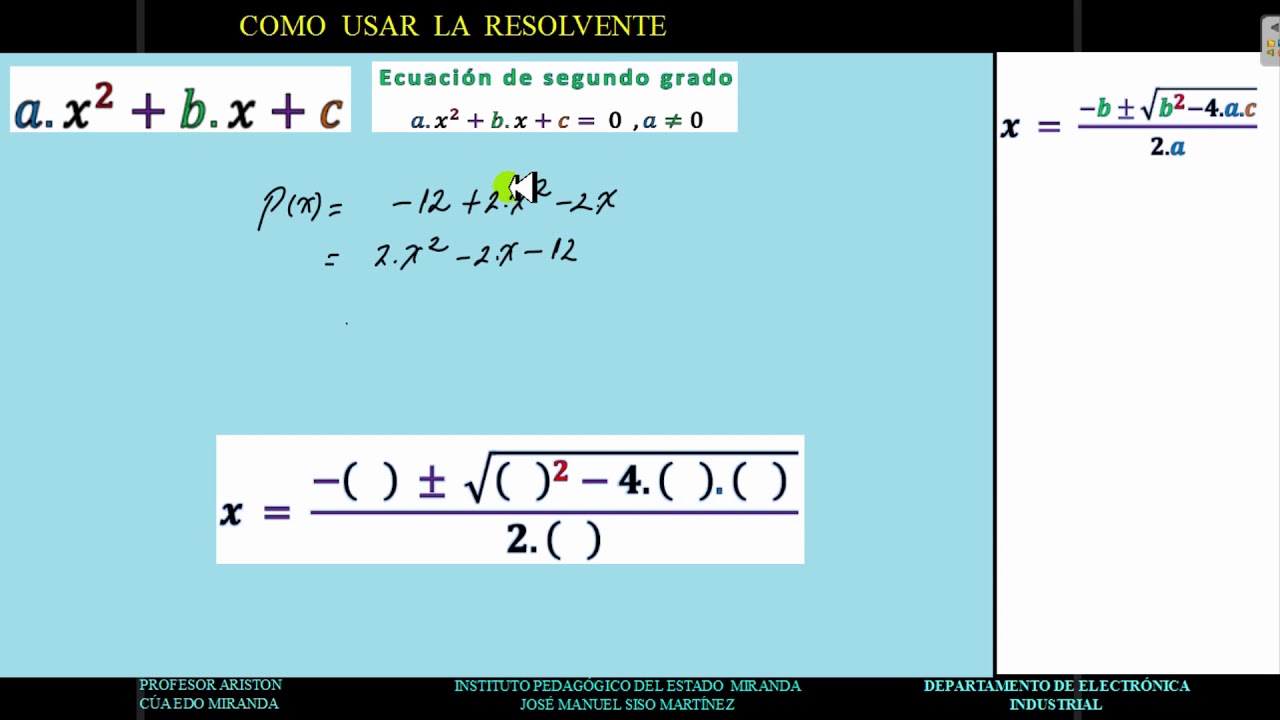 FACTORIZAR UN POLINOMIO DE SEGUNDO GRADO POR MEDIO DE LA RESOLVENTE Nº2 ...