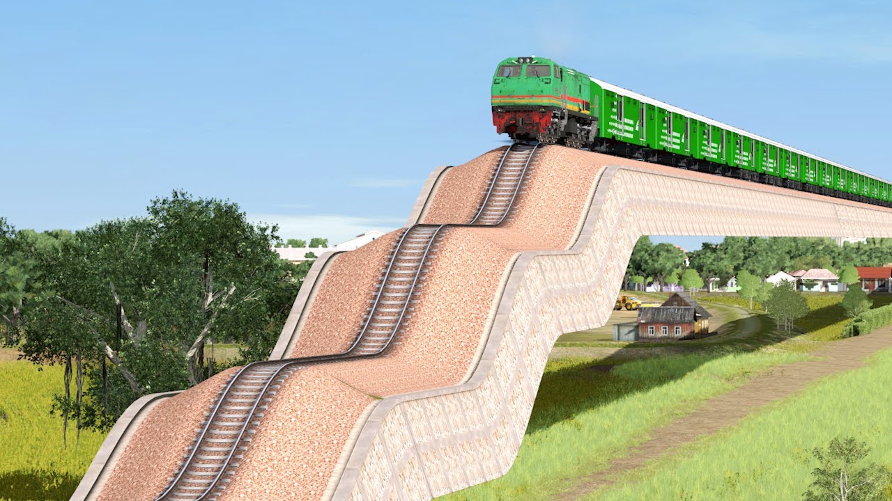 Kereta Api Turun Lewat Rel Tangga | The Train Goes Down the Stair Rails ...